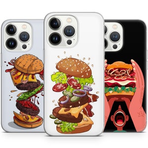 Juicy Delight: Burger Illustration Phone Cover for iPhone 15 14 13 12 ...