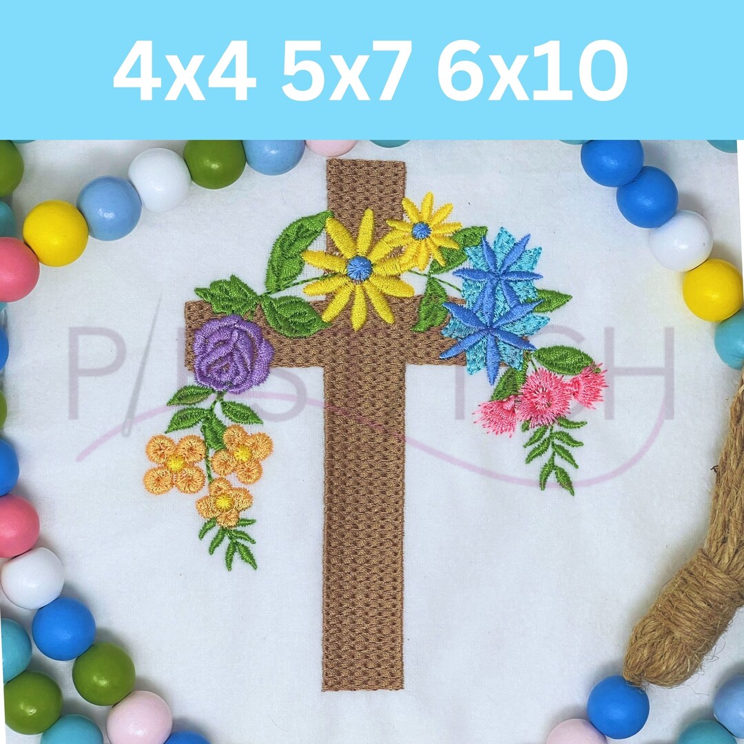 Floral Half Laurel Cross Sketch Flowers Christian Monogram Heirloom ...