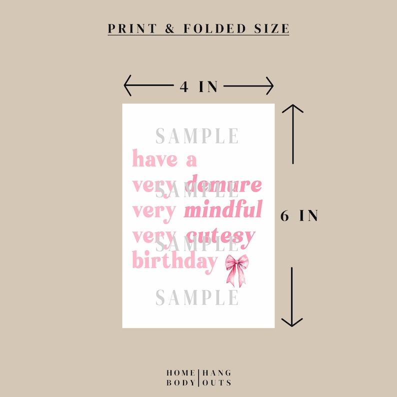 Very Demure Very Mindful Very Cutesy Printable Birthday Card| Digital ...