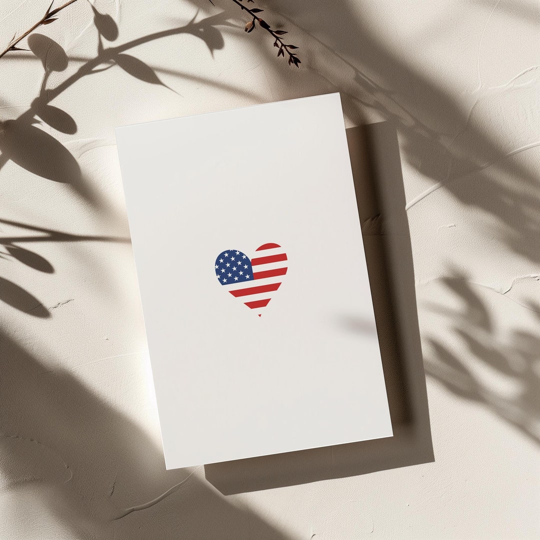 Printable Veterans Day Card | American Flag Heart Card| Veterans Day ...