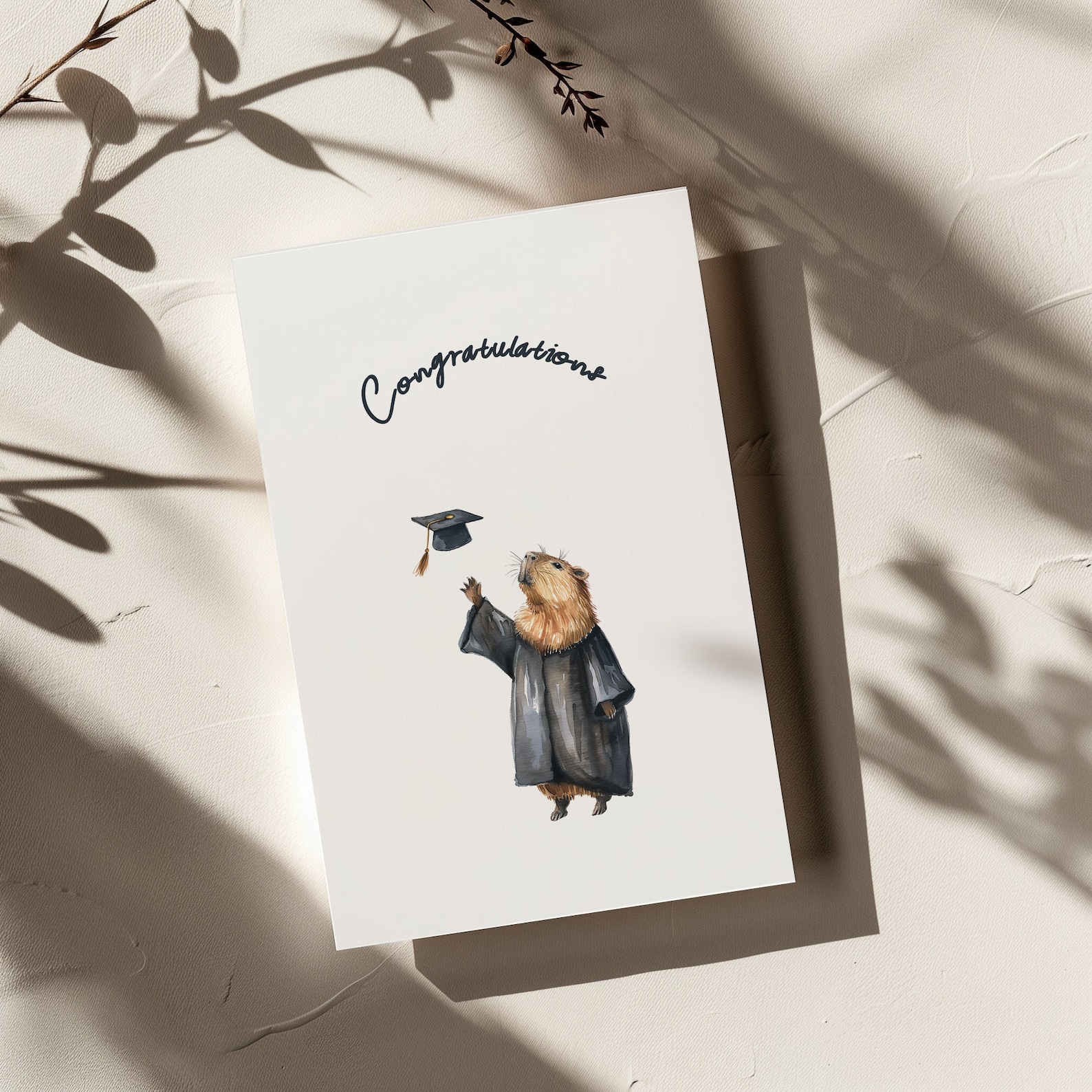Printable Graduation Card | Capybara Watercolor Card| Digital Download ...