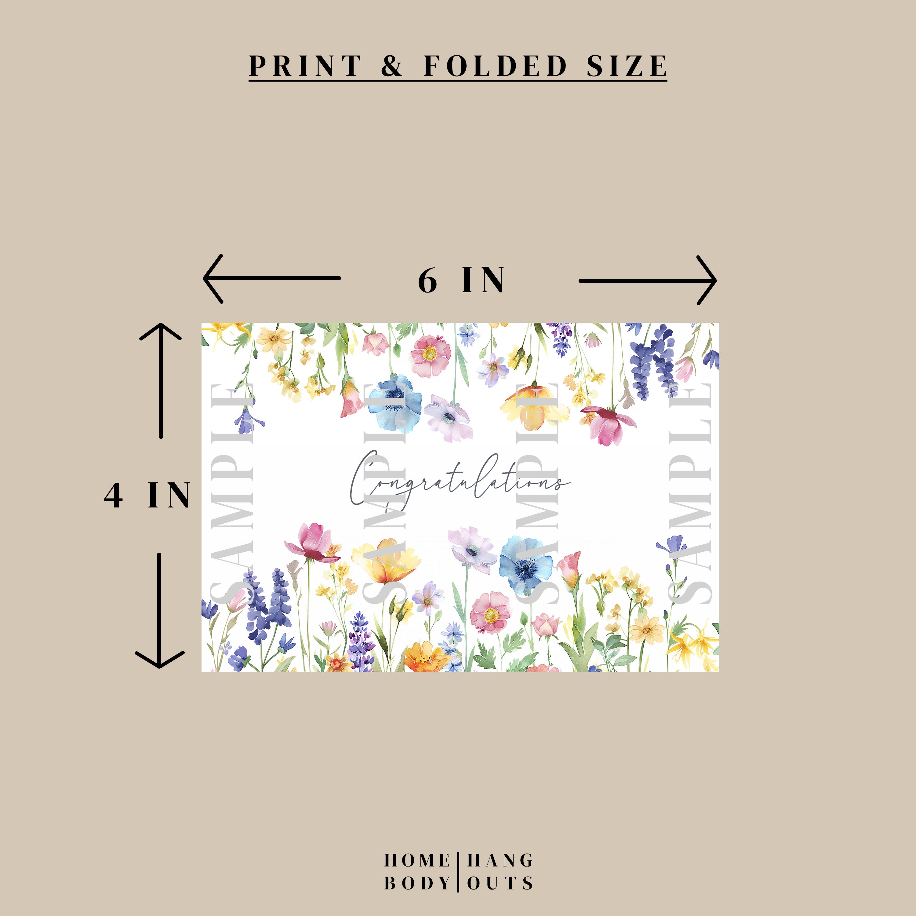 Printable Floral Congratulations Card, Celebratory Watercolor Card ...