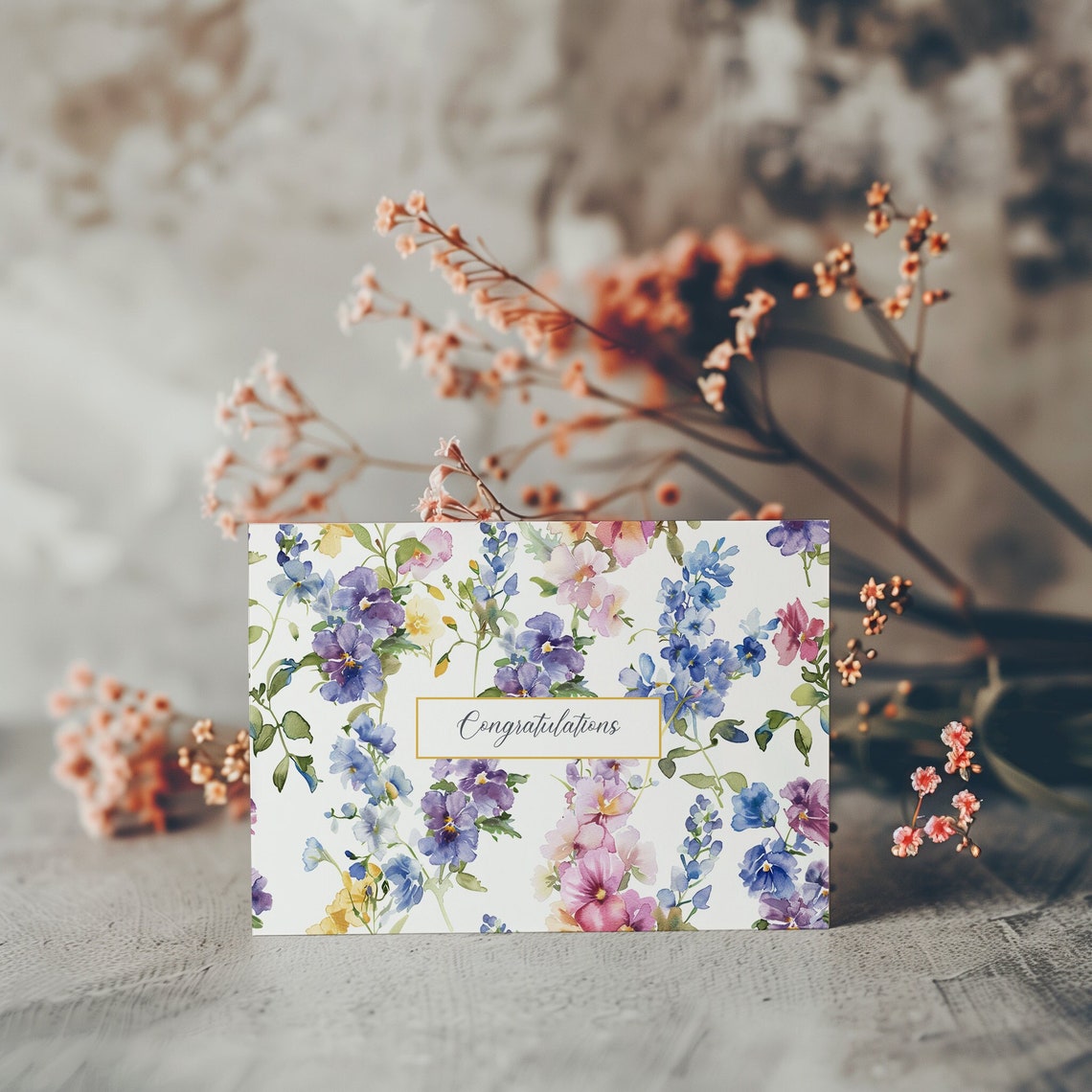 Printable Floral Congratulations Card, Congratulation Watercolor Card ...