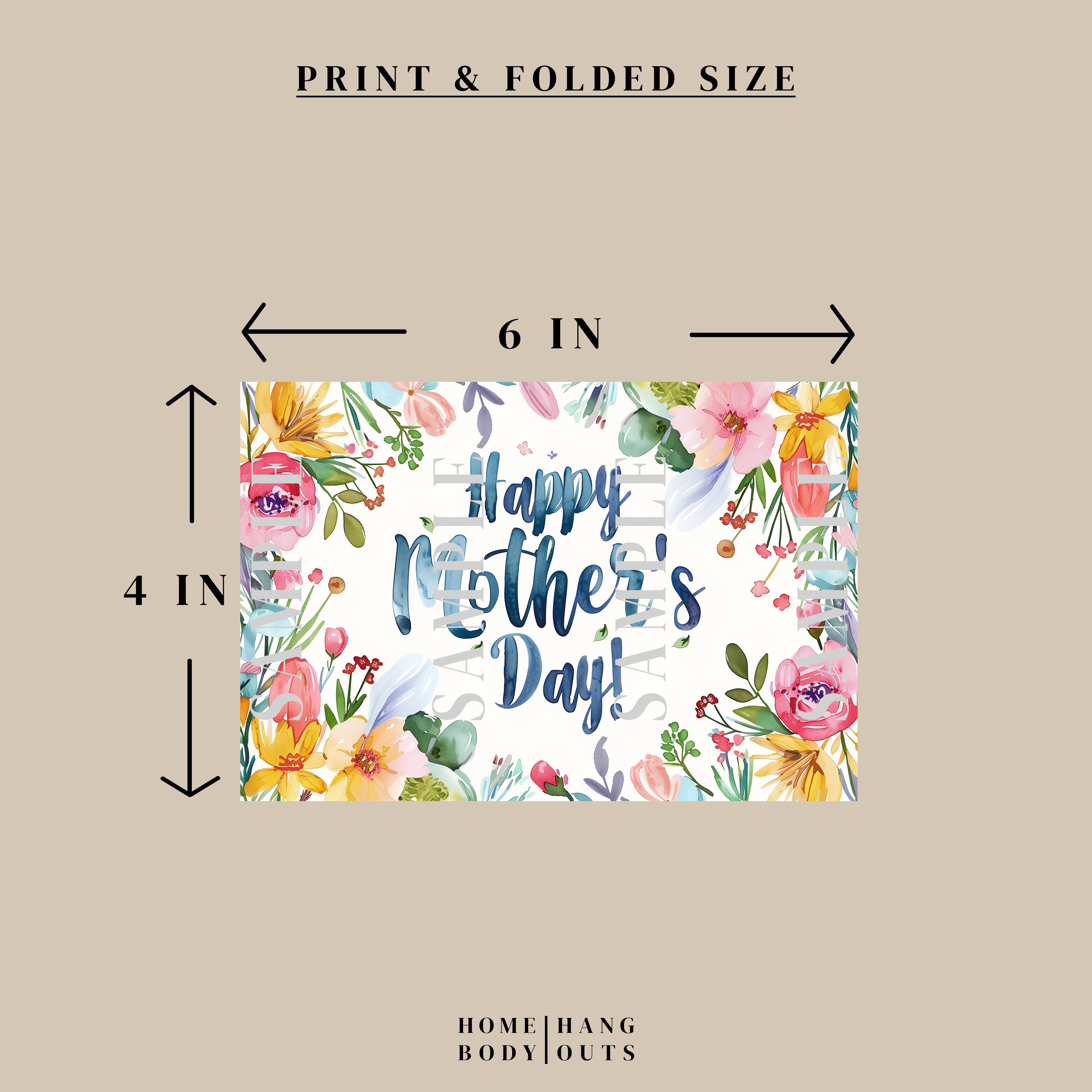 Printable Mothers Day Card, Floral Watercolor Mothers Day Card, Digital ...