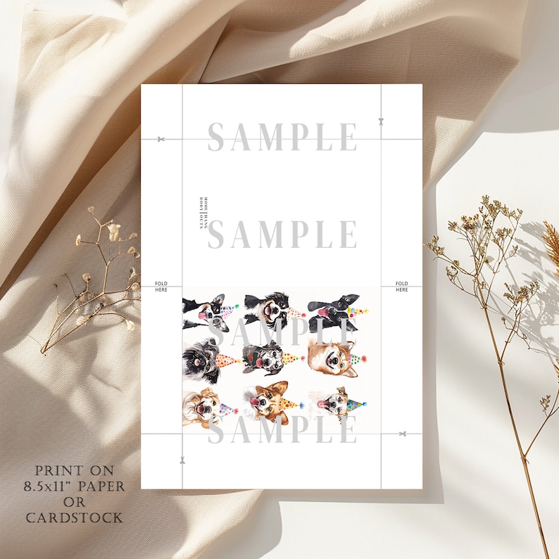 Printable Birthday Card | Cute Dog Art Card | Digital Download ...