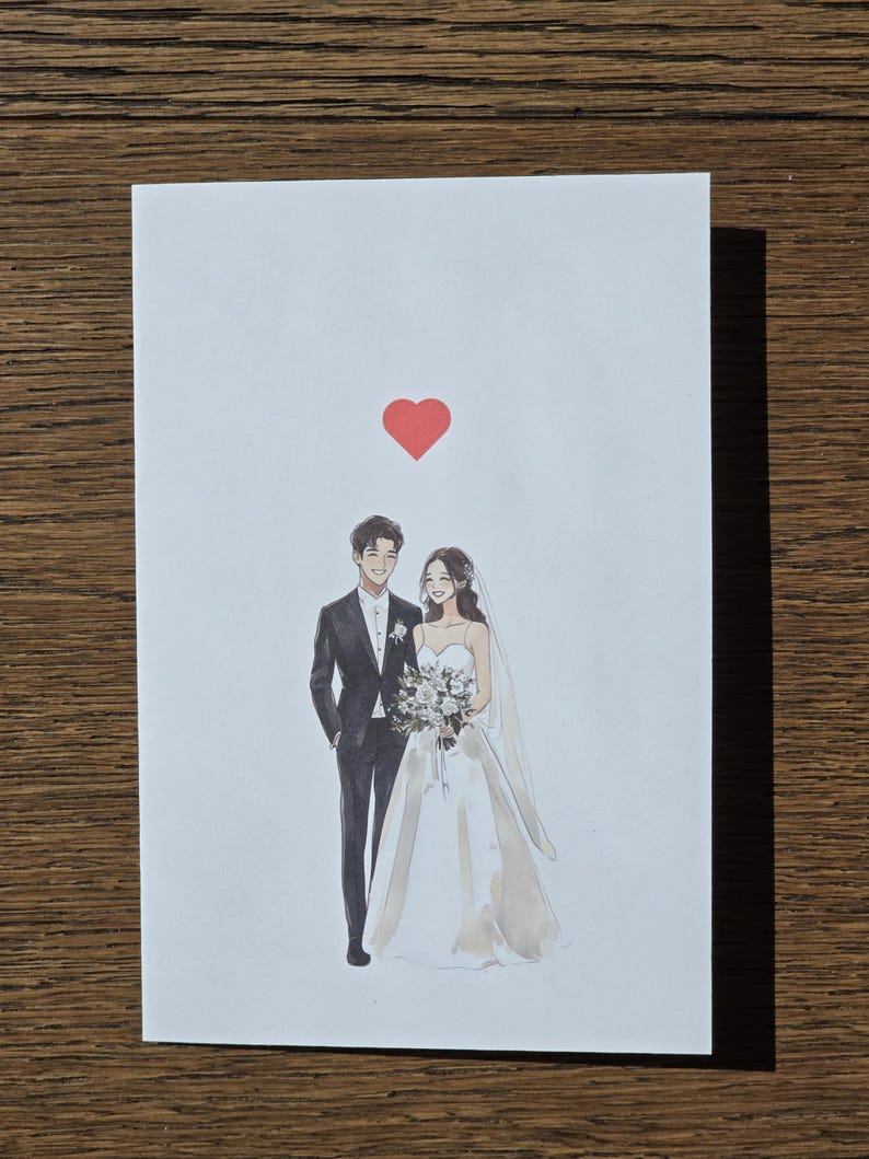 Printable Wedding Card| Cute Happy Couple Watercolor Card| Digital ...