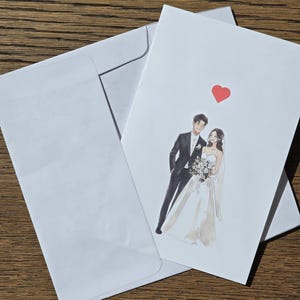 Printable Wedding Card| Cute Happy Couple Watercolor Card| Digital ...