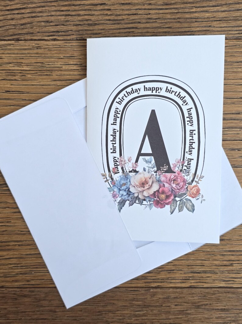 Printable Birthday Card | Vintage Floral Monogram Birthday Card ...