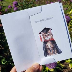 Printable Graduation Card, Cute Cat Watercolor Card, Digital Download ...