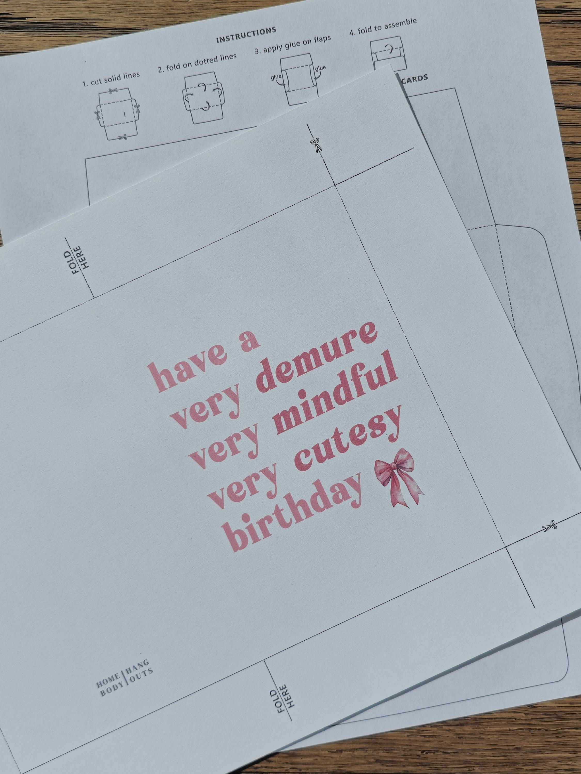 Very Demure Very Mindful Very Cutesy Printable Birthday Card| Digital ...
