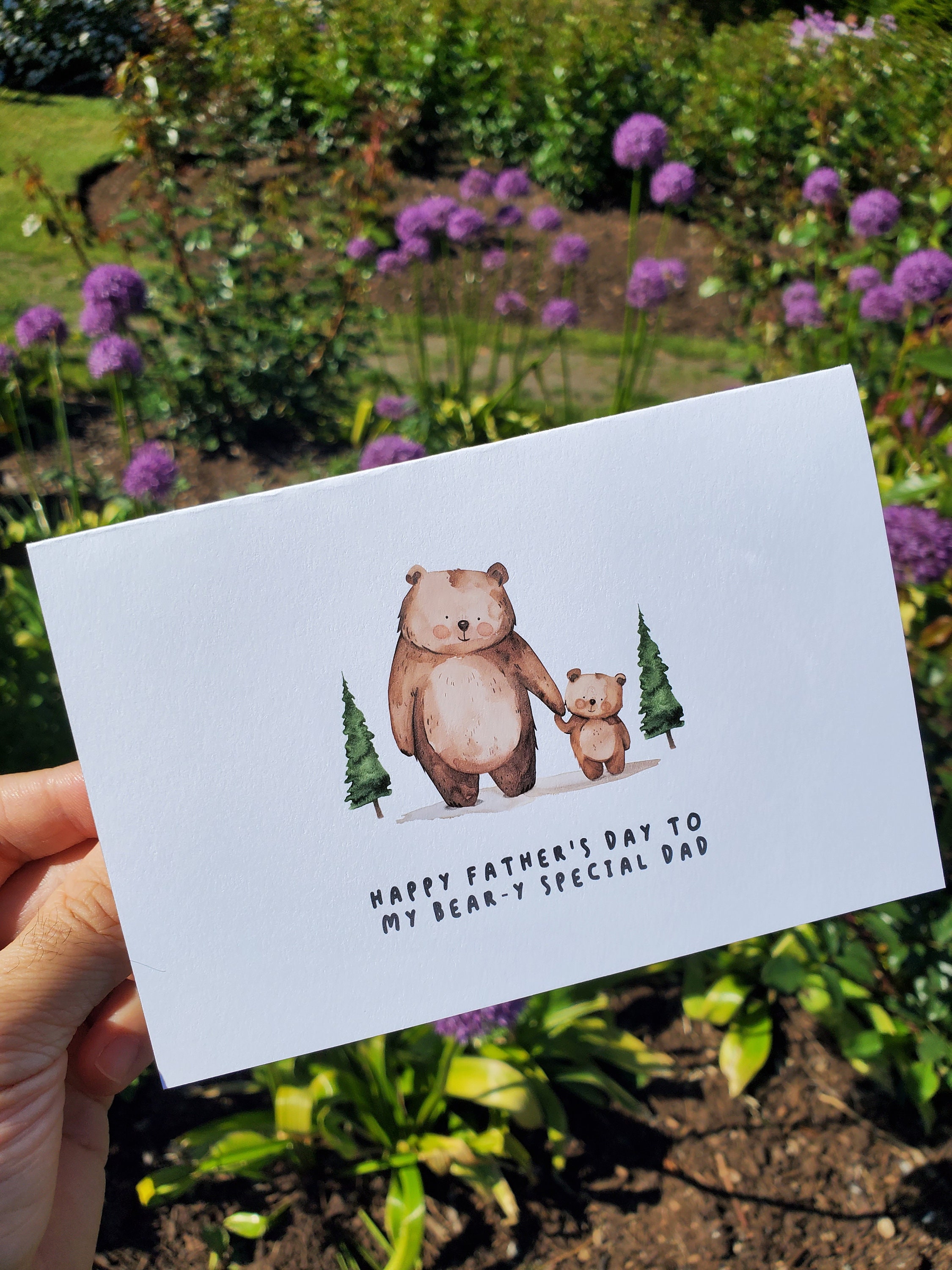 Printable Fathers Day Card, Bear Watercolor Fathers Day Card, Digital ...
