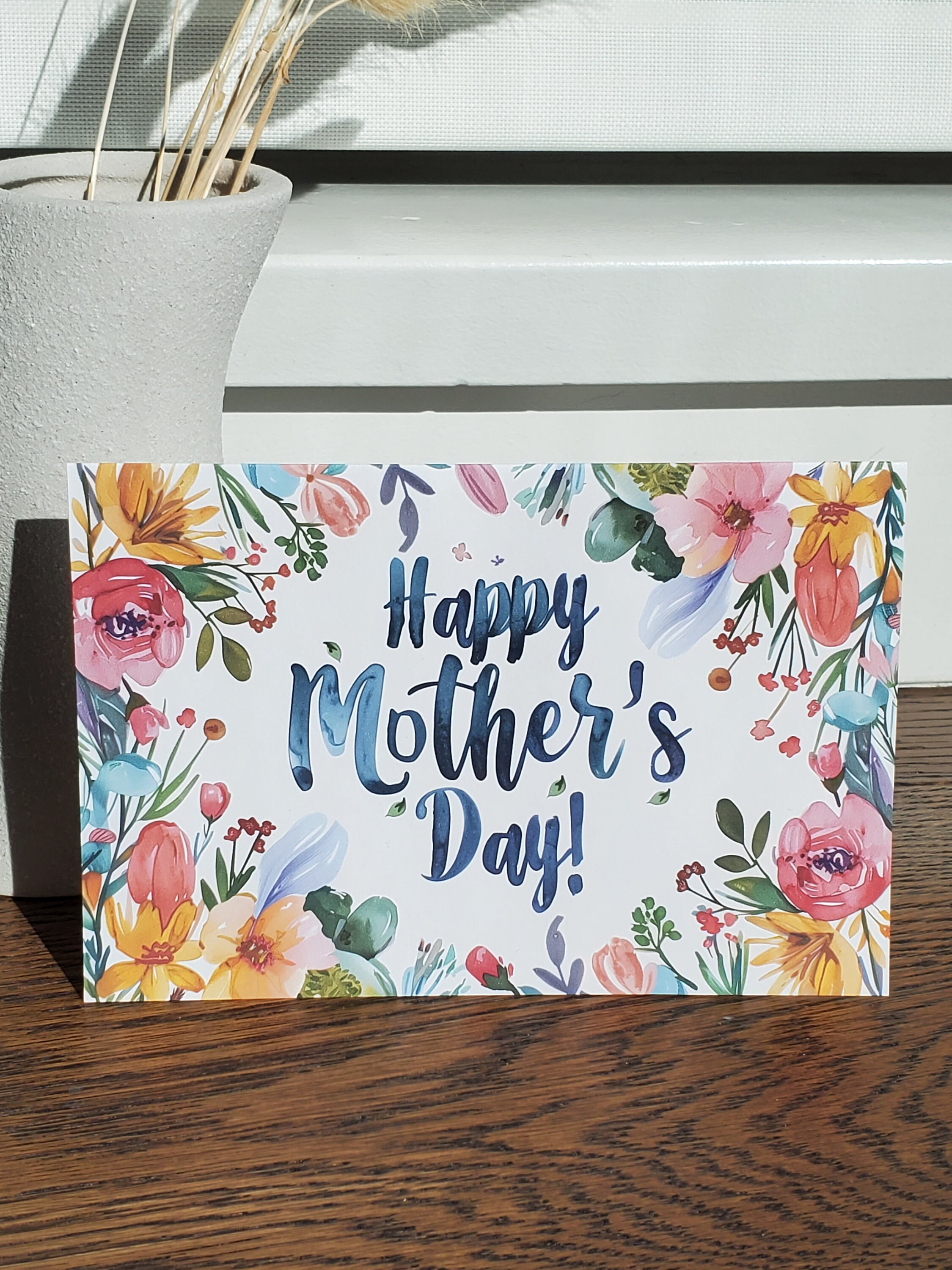 Printable Mothers Day Card, Floral Watercolor Mothers Day Card, Digital ...