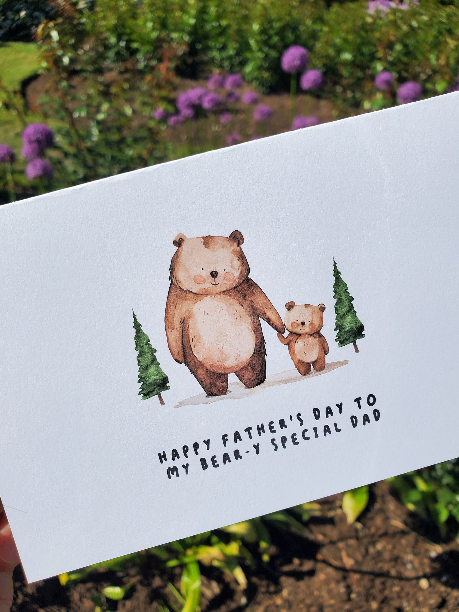 Printable Fathers Day Card, Bear Watercolor Fathers Day Card, Digital ...