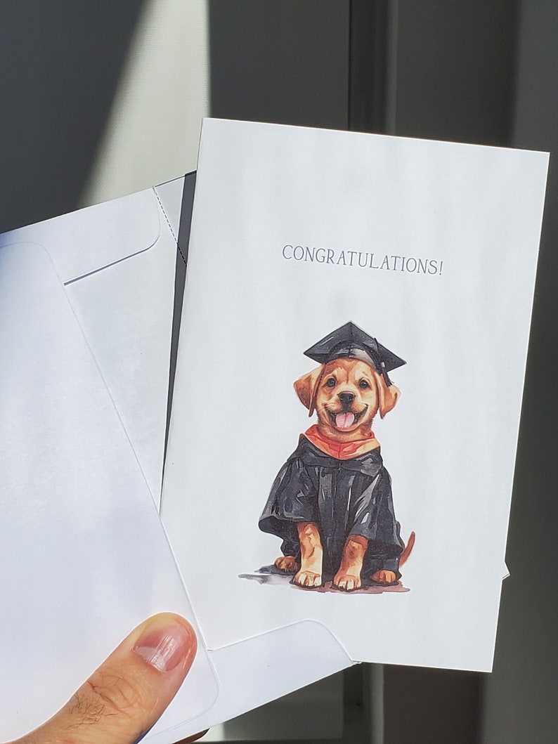 Printable Graduation Card Cute Dog Illustration Digital Download ...