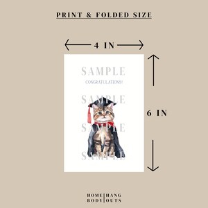 Printable Graduation Card, Cute Cat Watercolor Card, Digital Download ...