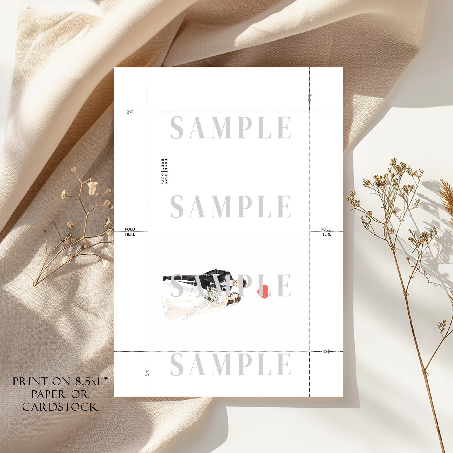 Printable Wedding Card| Cute Happy Couple Watercolor Card| Digital ...