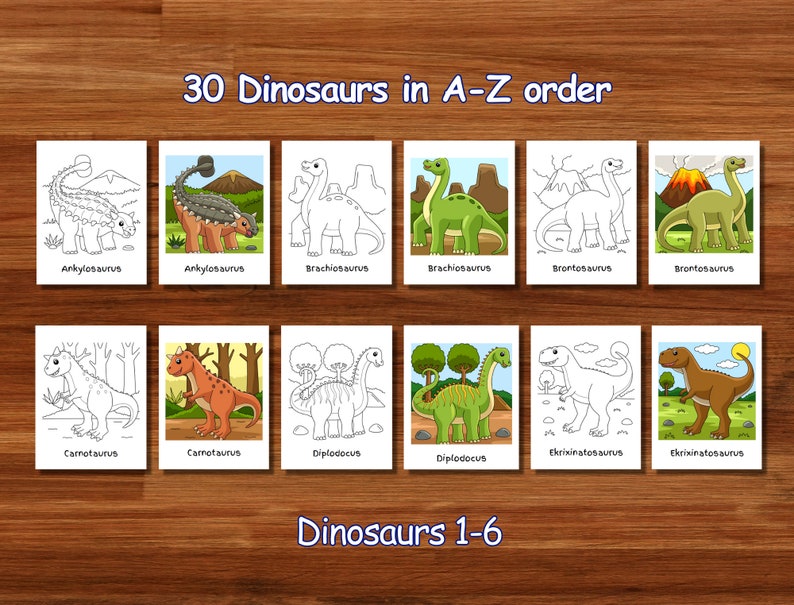 30 Dinosaur Coloring Pages and Colored Pages | for Kids Toddlers ...