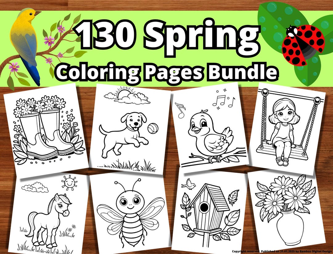Spring Coloring Book: 130 Kids' Coloring Activity Pages - for Toddlers ...