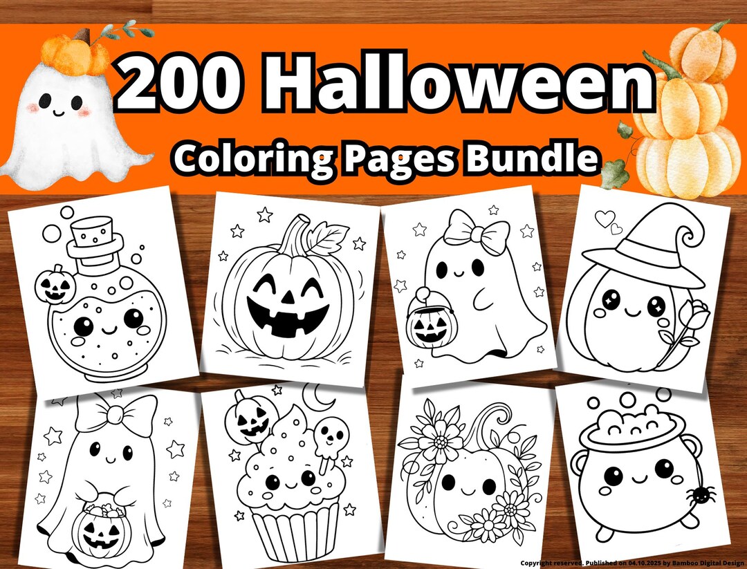 200 Halloween Coloring Pages Bundle: for Kids, Toddlers, Preschoolers ...