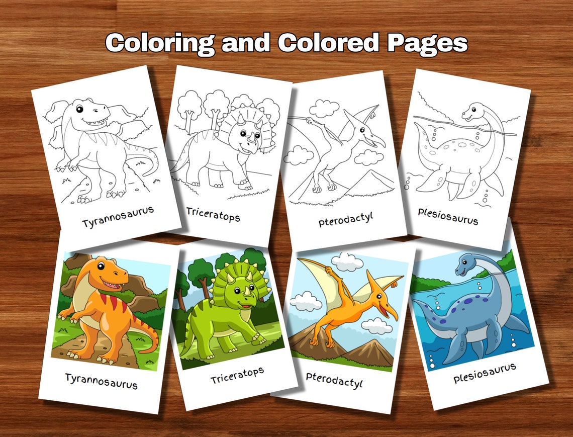 30 Dinosaur Coloring Pages and Colored Pages | for Kids Toddlers ...