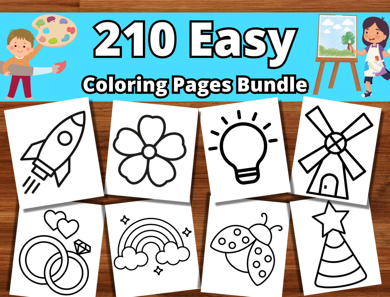 210 Easy Coloring Pages for Small Kids, Toddler, Preschool, Home-school ...