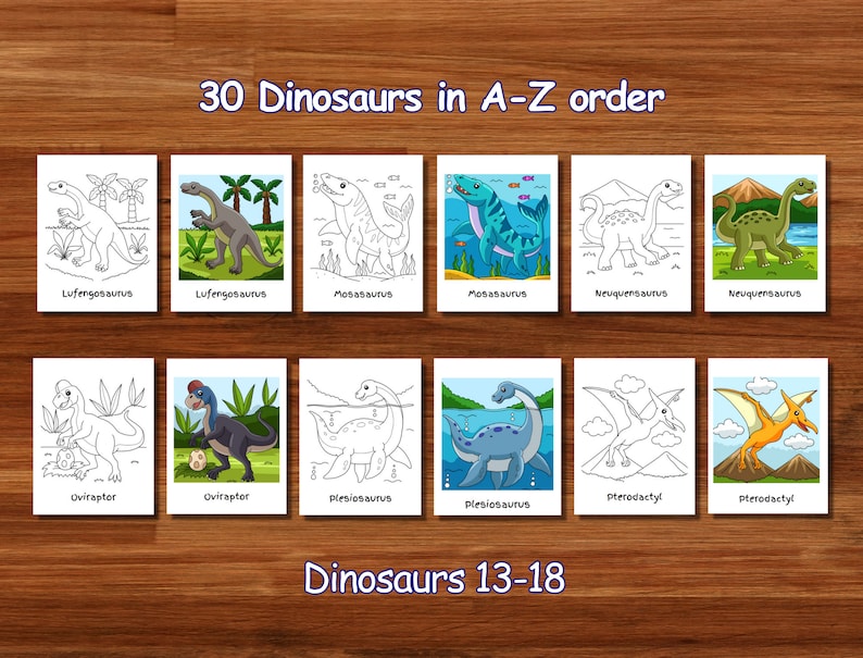 30 Dinosaur Coloring Pages and Colored Pages | for Kids Toddlers ...