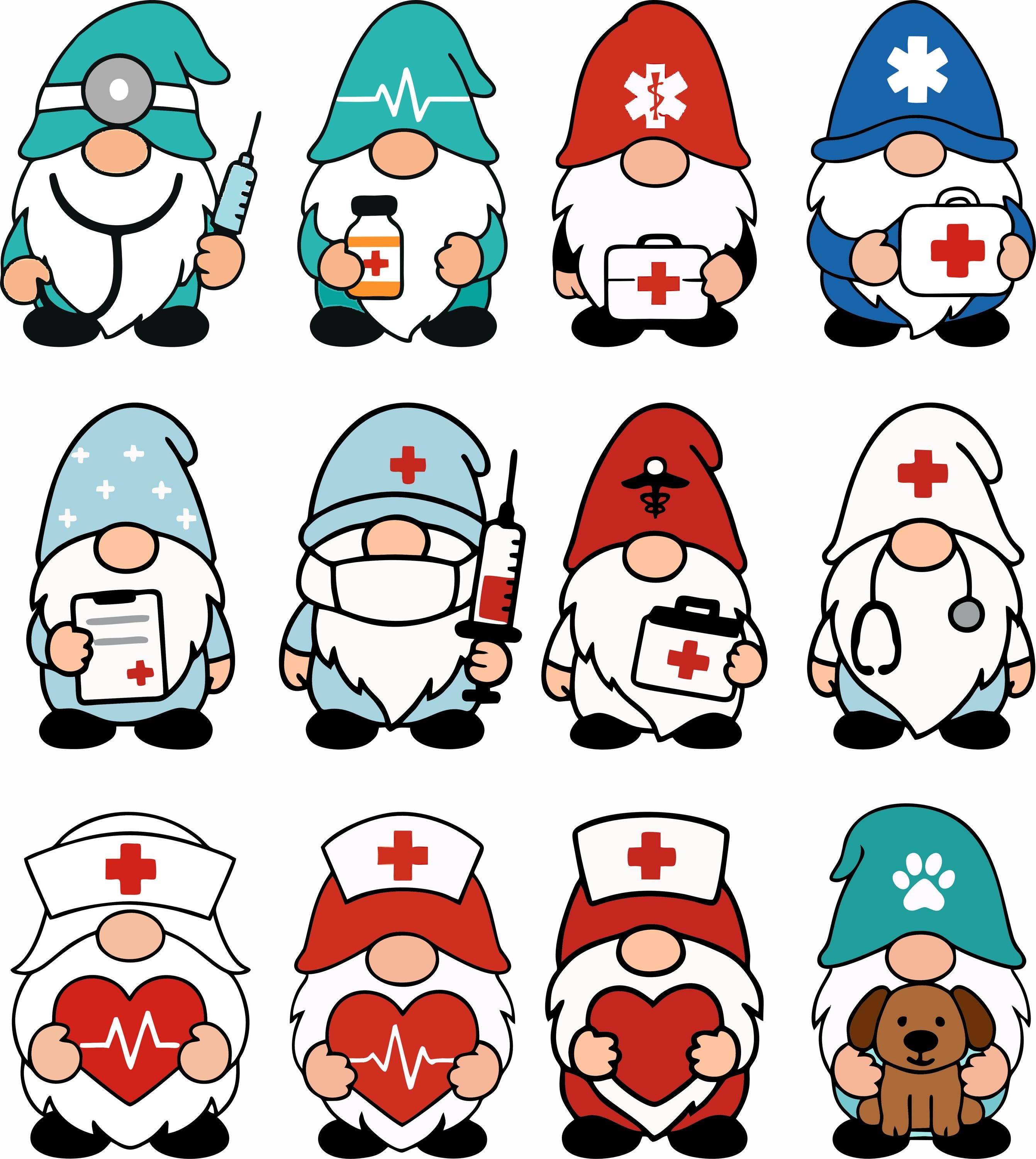 Medical Gnome Bundle | 12 SVG PNG DXF Eps Jpeg Designs | Nurse Doctor ...