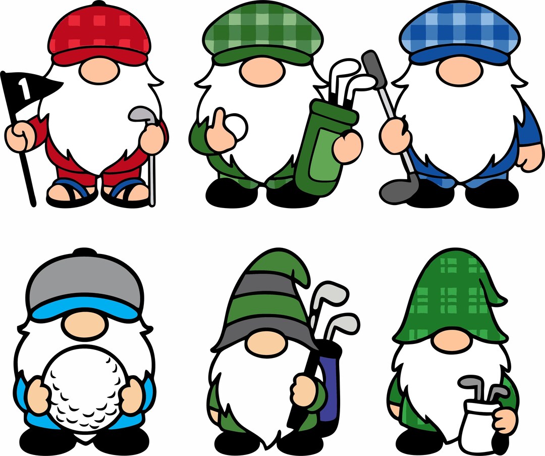 Golf Gnome SVG Bundle | 6 Golf Gnome Designs | PNG, DXF, Jpeg, Eps ...