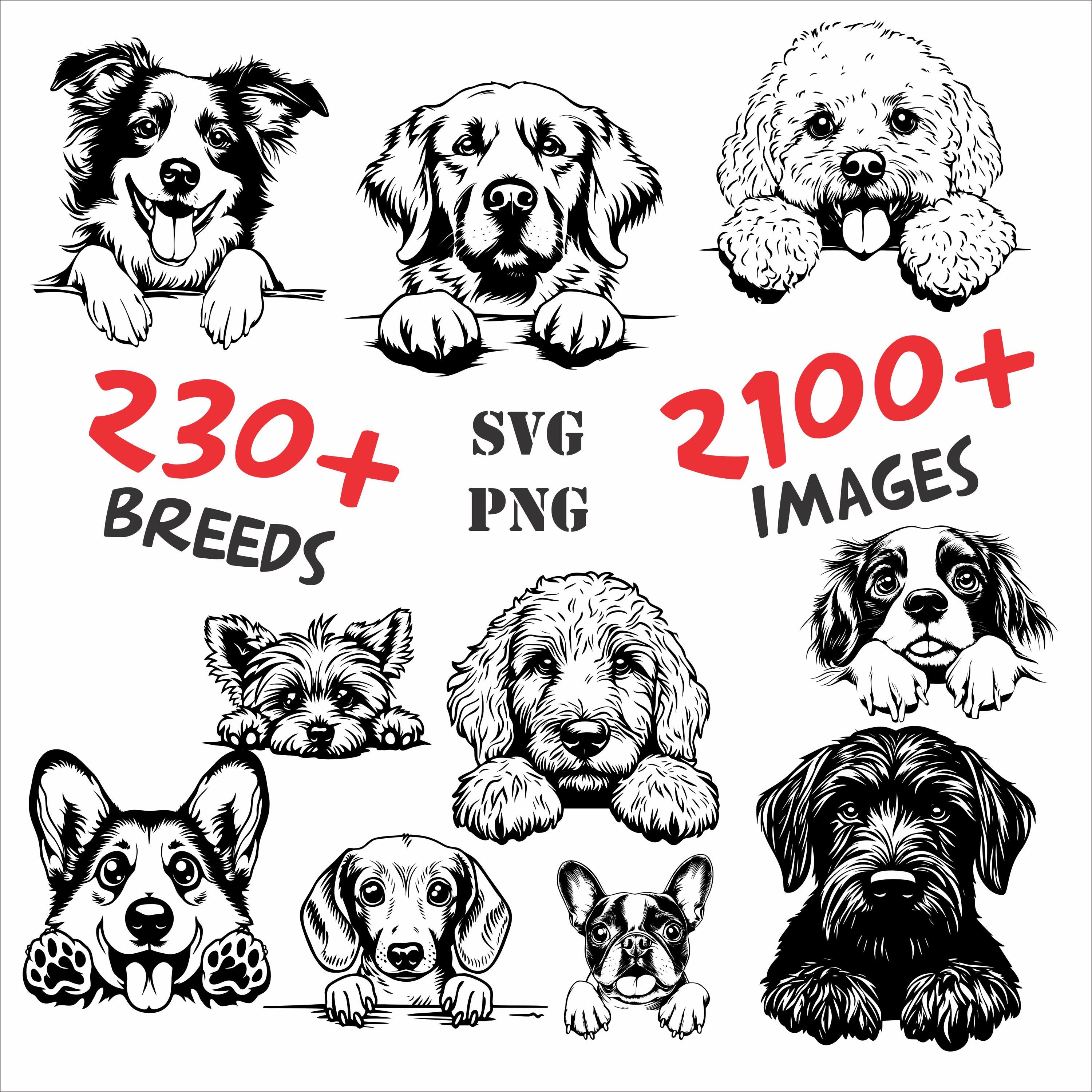Peeking Dogs SVG Bundle File, Over 230 Breeds, Multiple Poses, Designed ...