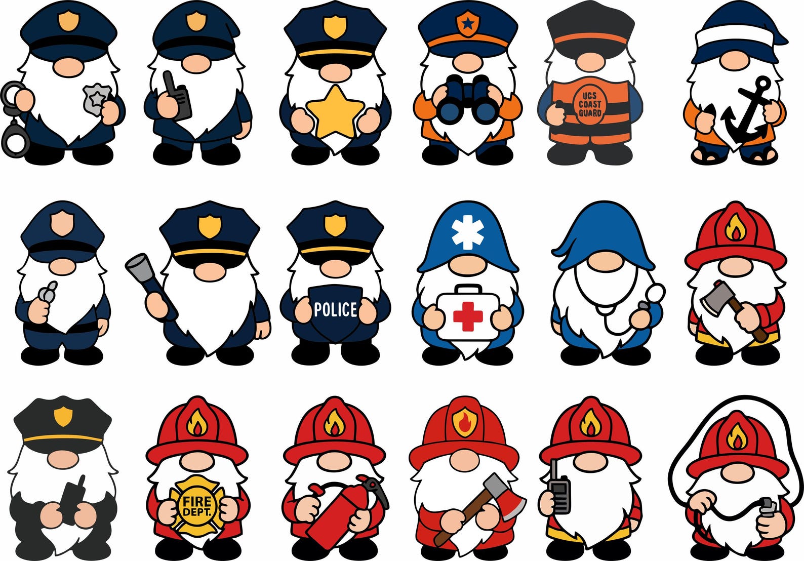 First Responder Gnome SVG Bundle | PNG DXF Eps Jpeg | Firefighter ...