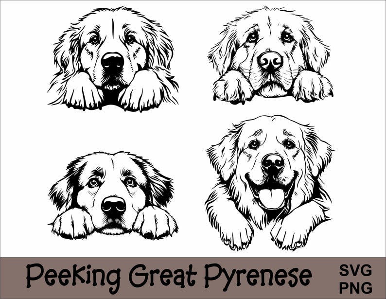 Peeking Great Pyrenees SVG and PNG Bundle Peeking Paws, Dog Breed K-9 ...