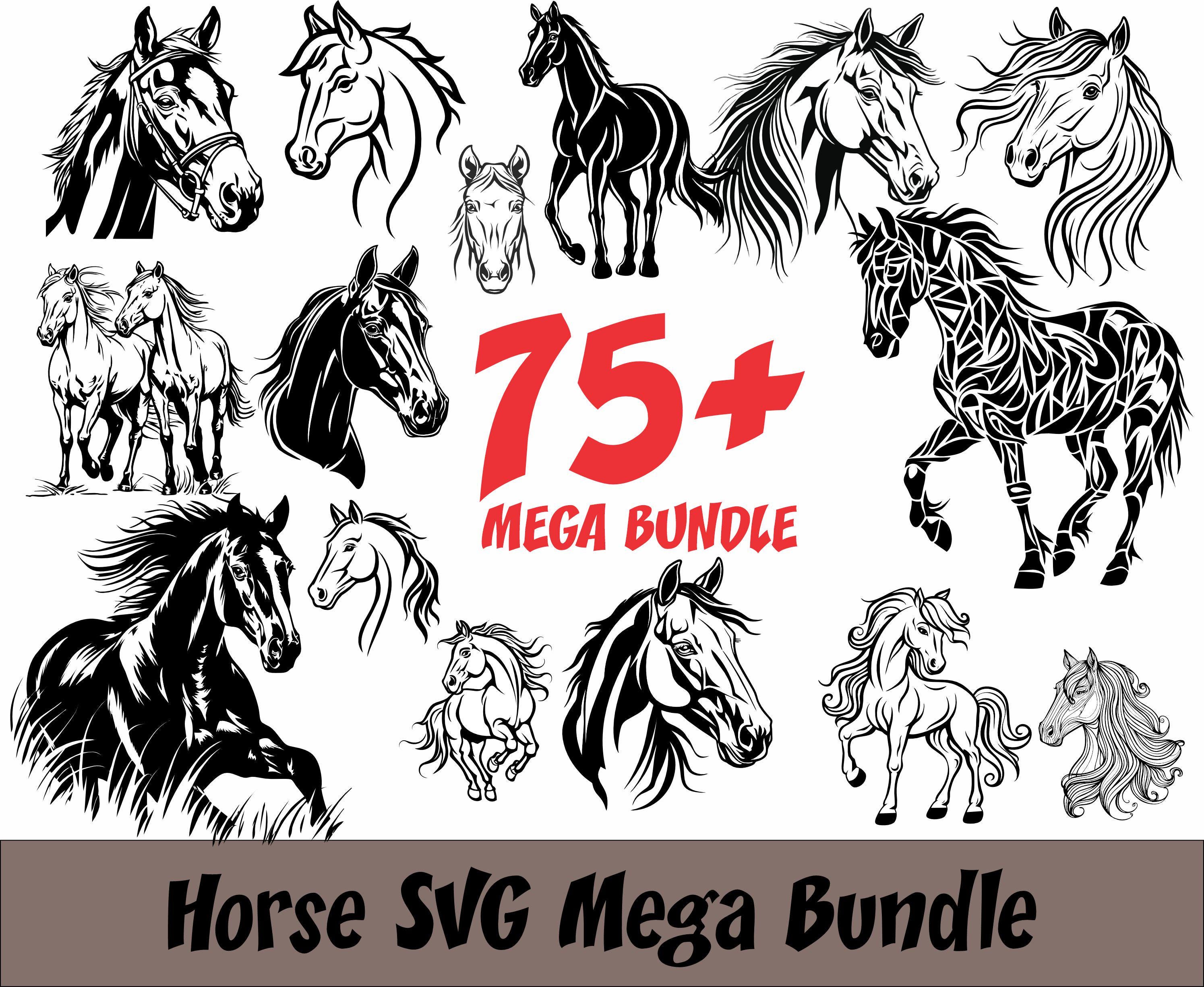 Horse SVG Mega Bundle - 75 Designs for Silhouettes Heads and More ...