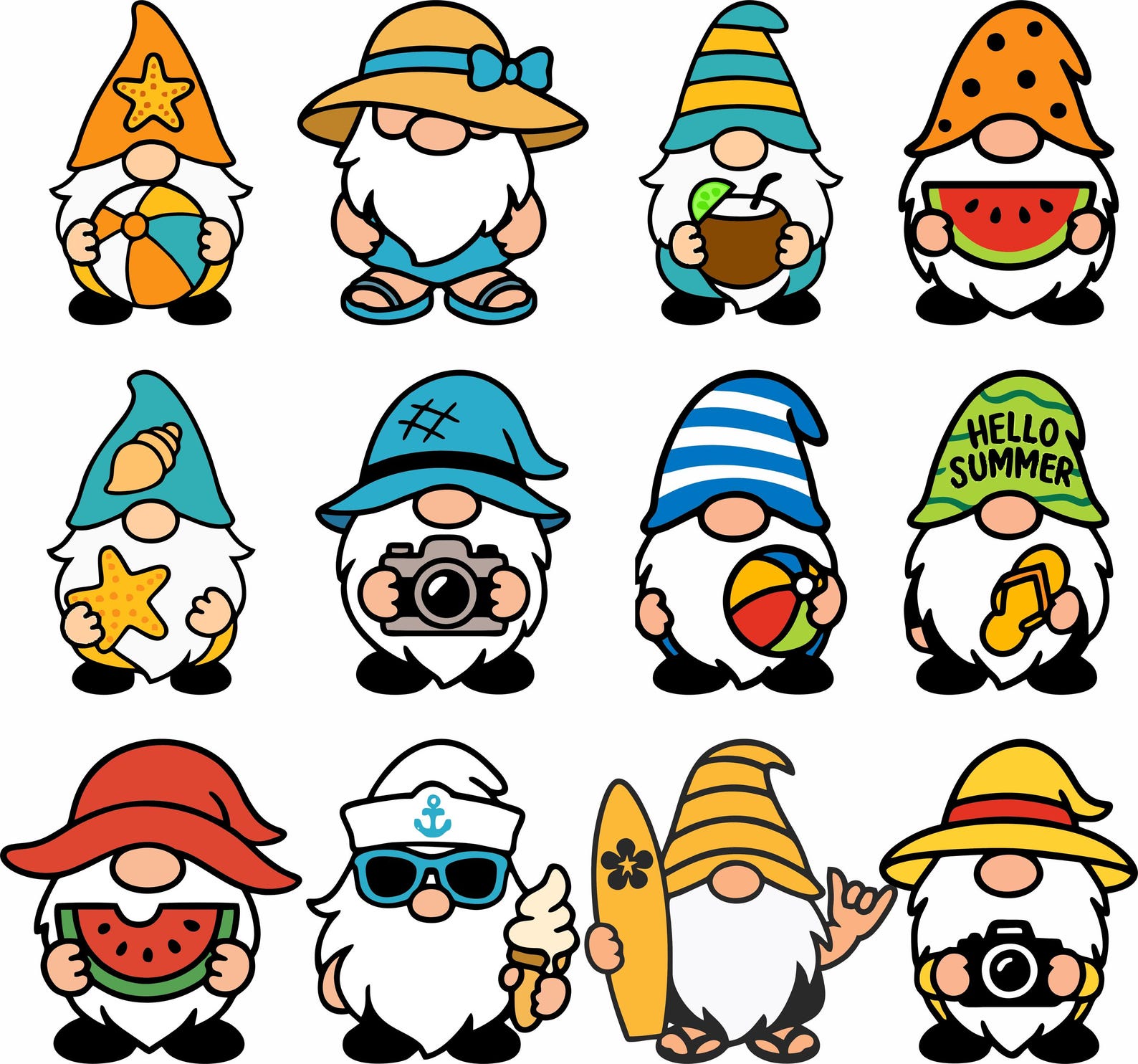 Summer Gnome SVG Bundle | Beach Vacation Gnomes | 12 Designs | PNG, EPS ...