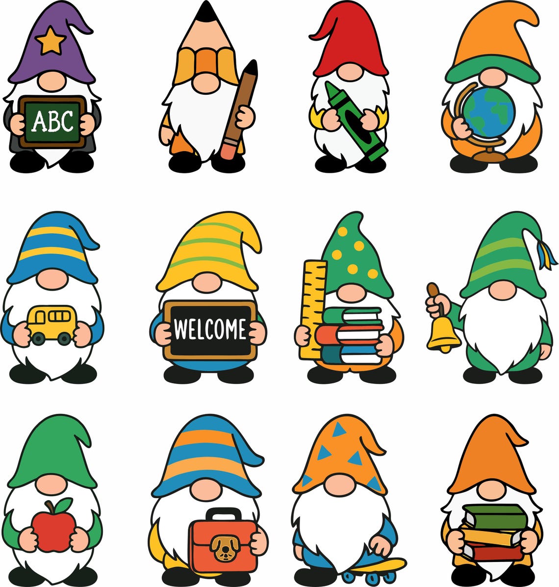 School Days Gnome SVG Bundle | 12 Design | PNG DXF Eps Jpeg | First Day ...