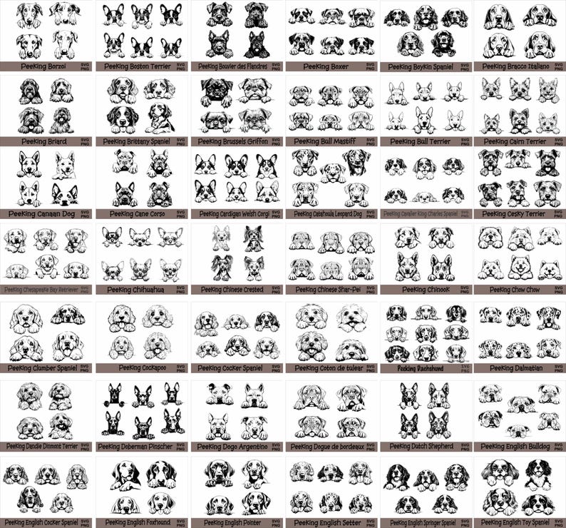 Peeking Dogs SVG Bundle File, Over 230 Breeds, Multiple Poses, Designed ...