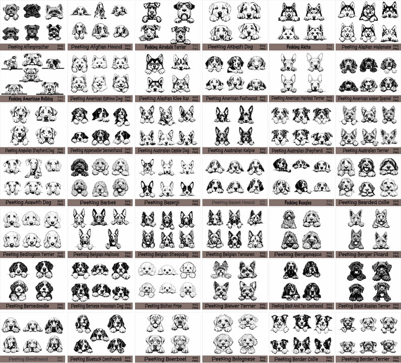 Peeking Dogs SVG Bundle File, Over 230 Breeds, Multiple Poses, Designed ...