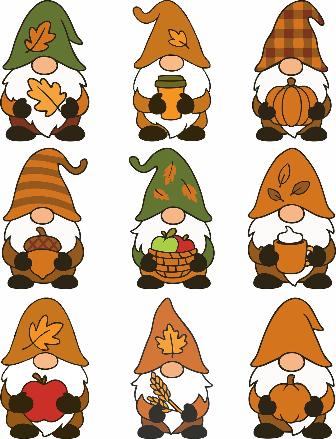 Autumn Gnome SVG Bundle | Fall Gnomes Clipart PNG DXF Eps Jpeg | Cute ...