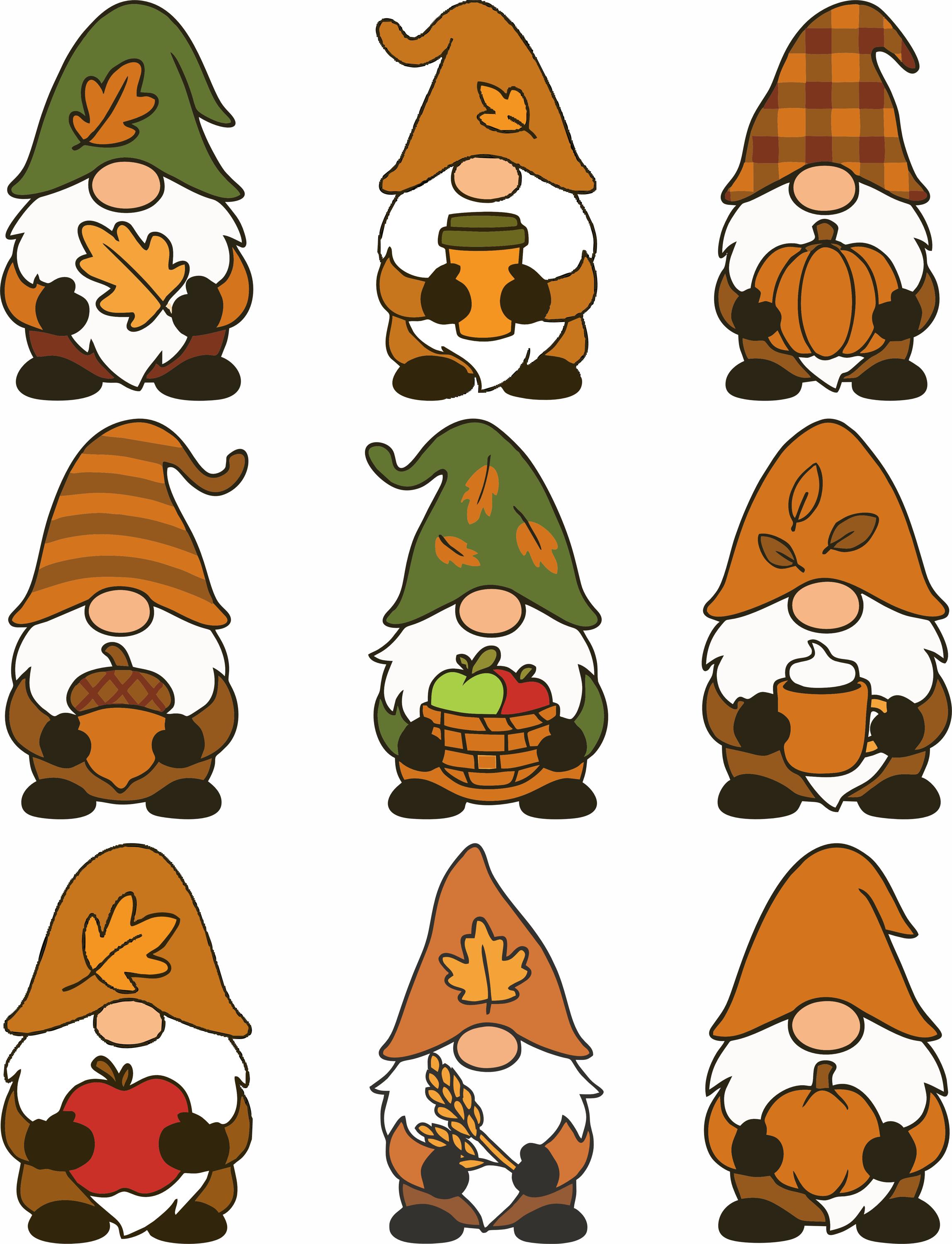Autumn Gnome SVG Bundle | Fall Gnomes Clipart PNG DXF Eps Jpeg | Cute ...