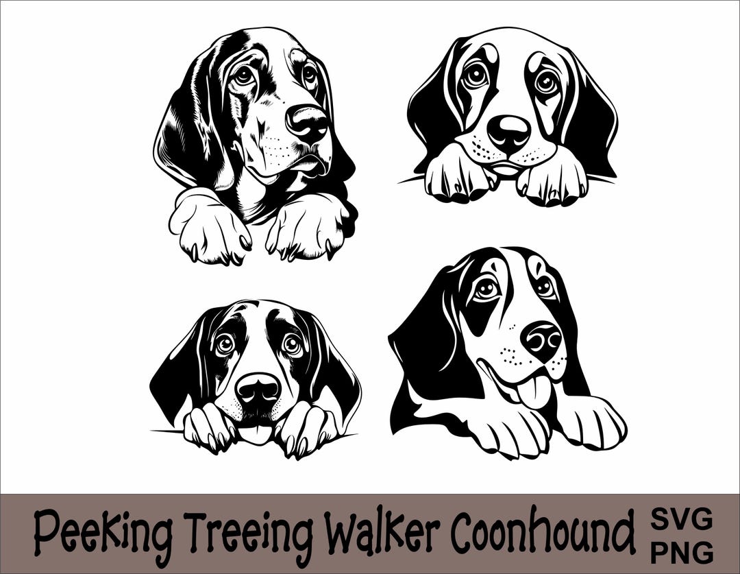 Peeking Treeing Walker Coonhound SVG and PNG Bundle Peeking Paws, Dog ...