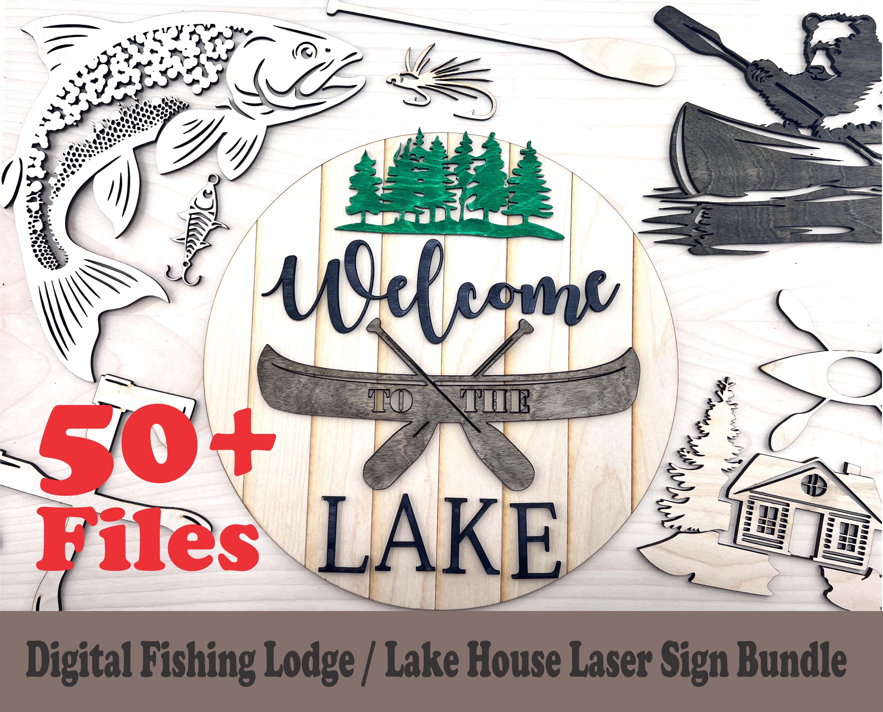 Rustic Fishing Lodge SVG Laser Cut Files Bundle - Large Collection of ...