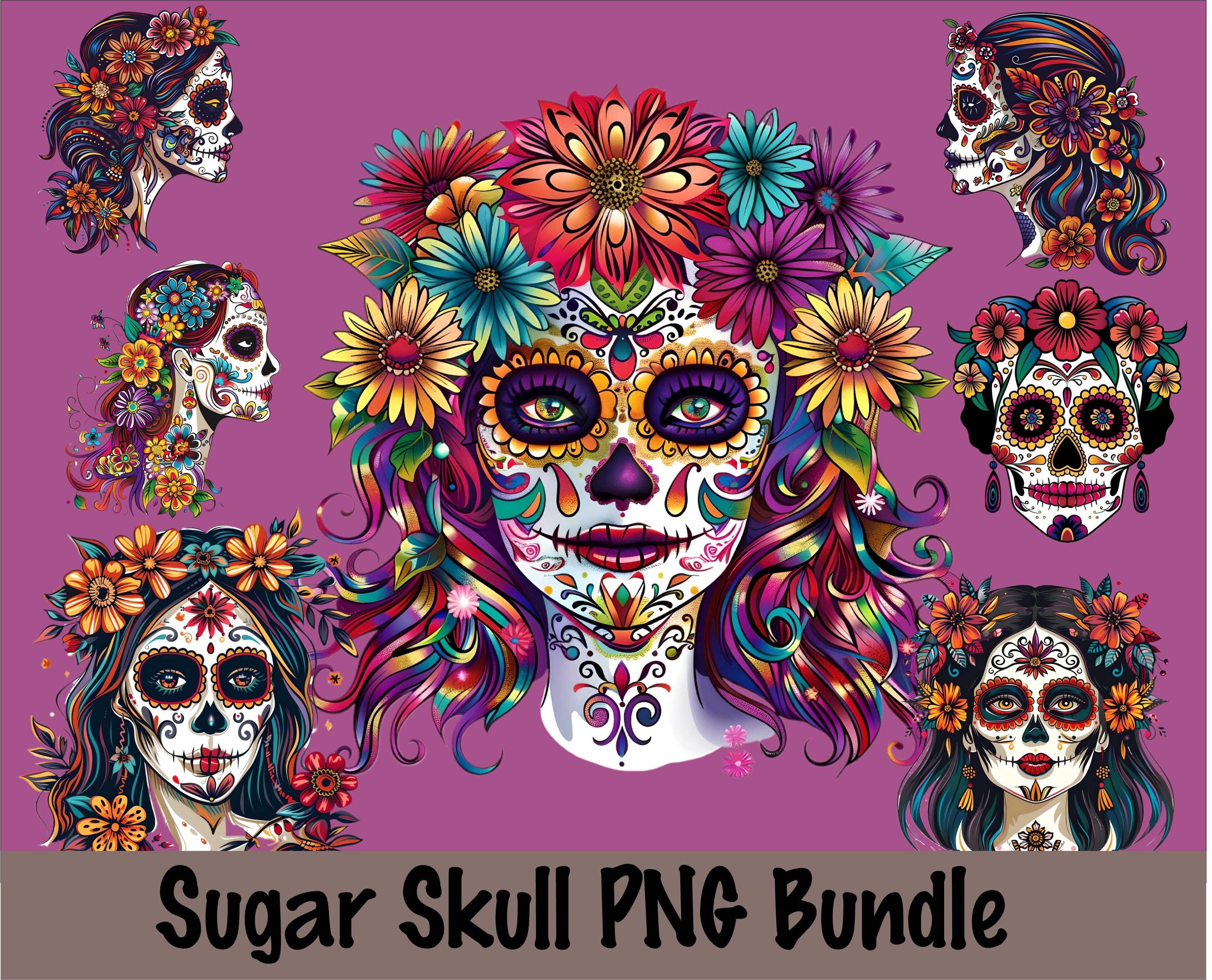 40 Designs Mexican Sugar Skull Clipart PNG Bundle - Dia De Los Muertos ...