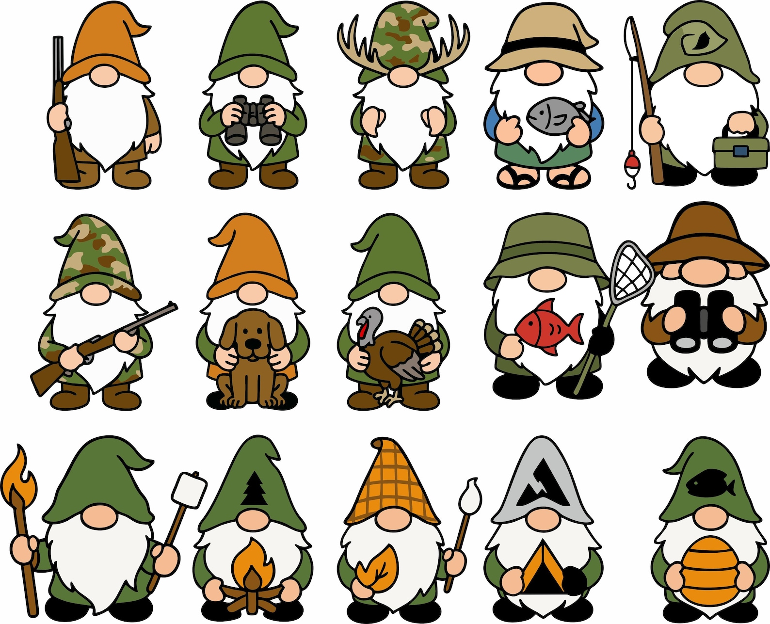 Outdoorsman Gnome Bundle | 12 SVG PNG EPS Dxf Jpeg Files | Camping ...