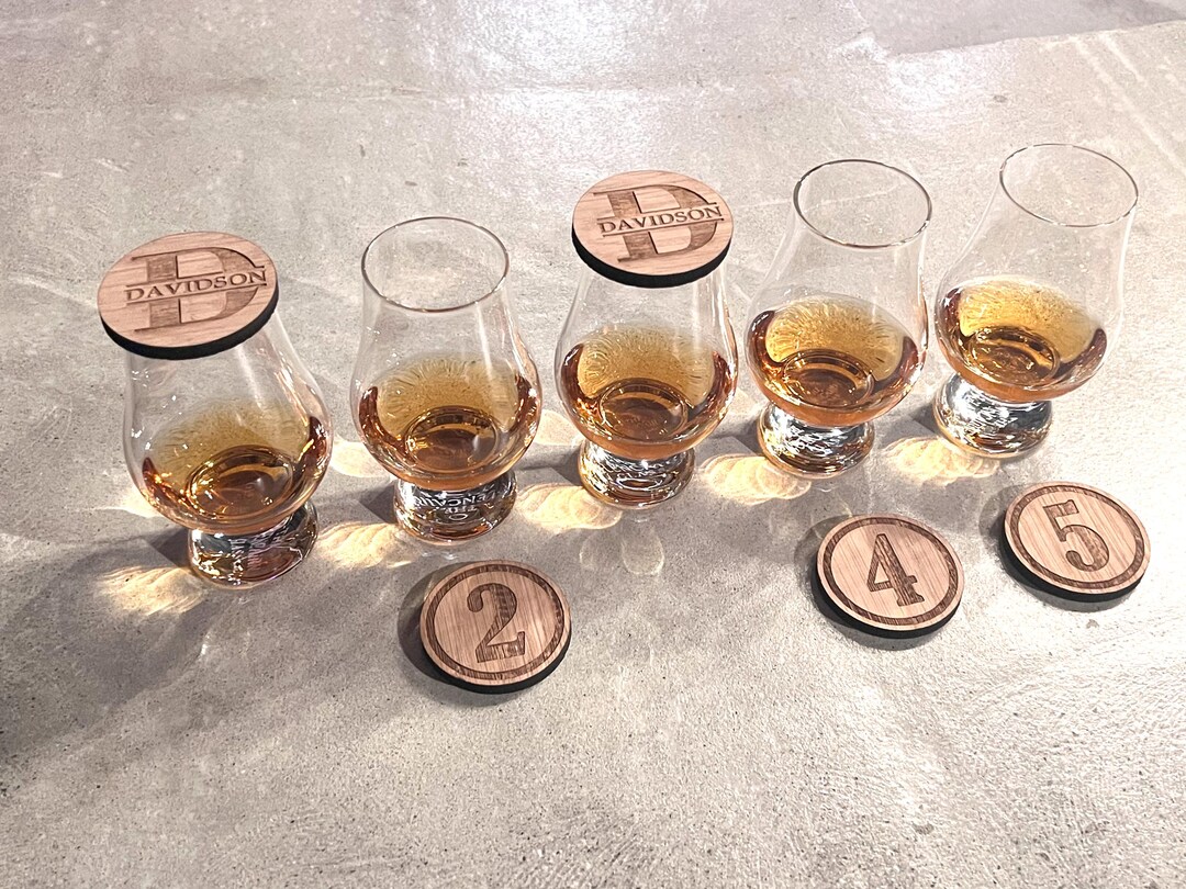 Personalized Glencairn Bourbon Whiskey Glass Tasting Toppers - Numbers ...