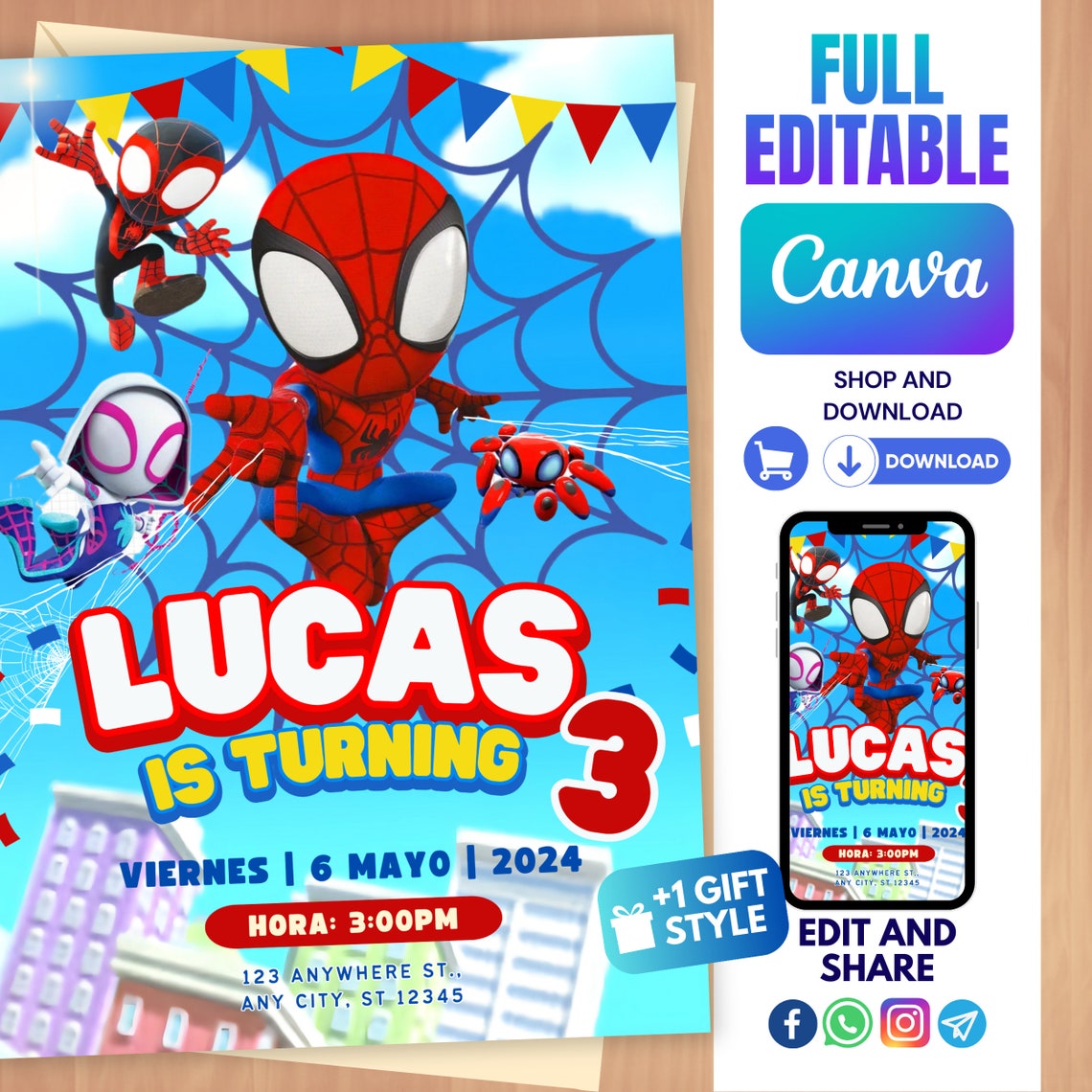 Editable Spidey Birthday Invitation / Spidey and His Amazing Friends ...