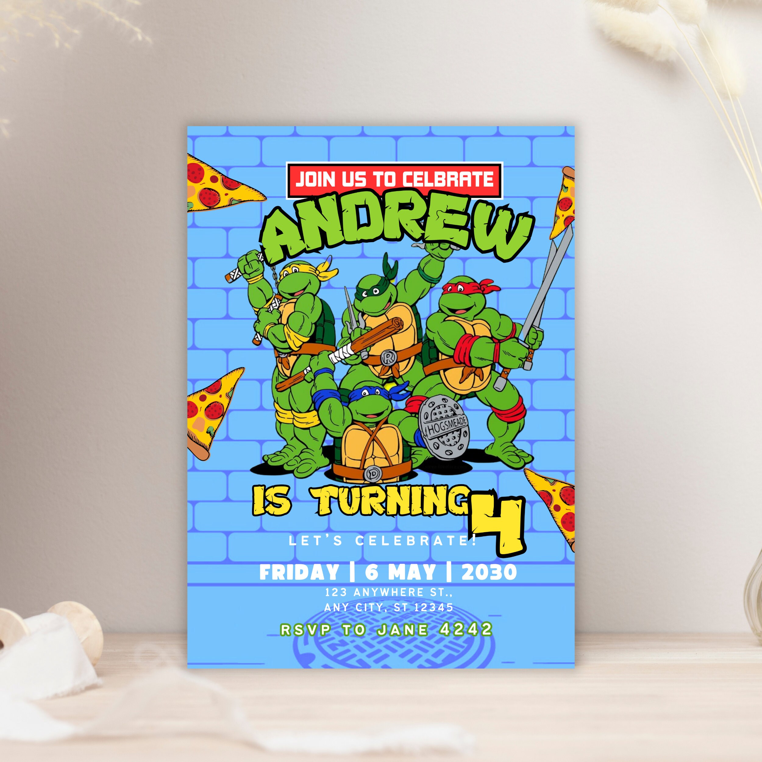 Ninja Turtle Invitation, Turtle Birthday Invitation, Turtle Birthday ...