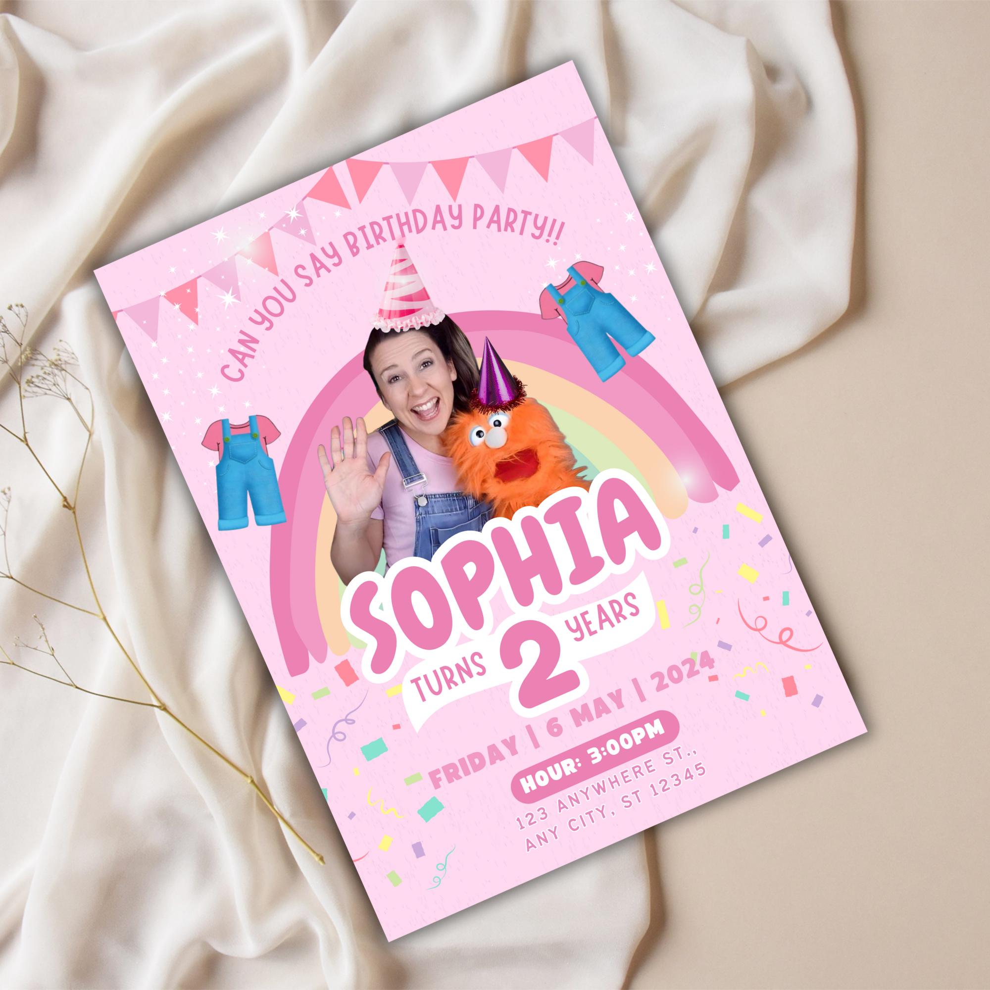 Ms Rachel Invitation Canva, Ms Rachel Invitation, Birthday Invitation ...