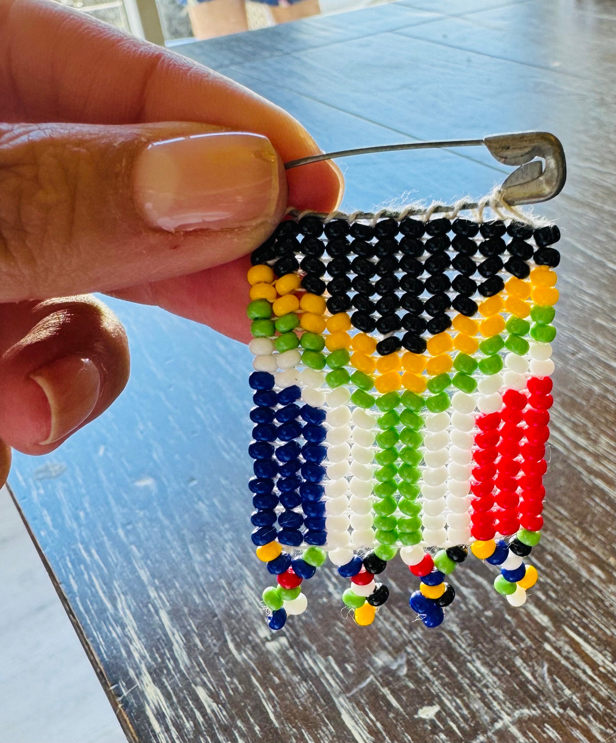 Beaded Handmade Imported South African Flag Pin Brooch - Etsy