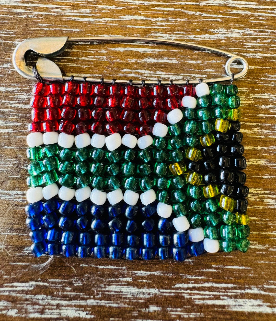 Beaded Handmade Imported South African Flag Pin Brooch - Etsy