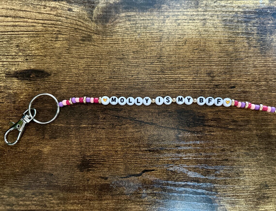 Personalized Beaded Keychain: Custom Colors & Text - Etsy