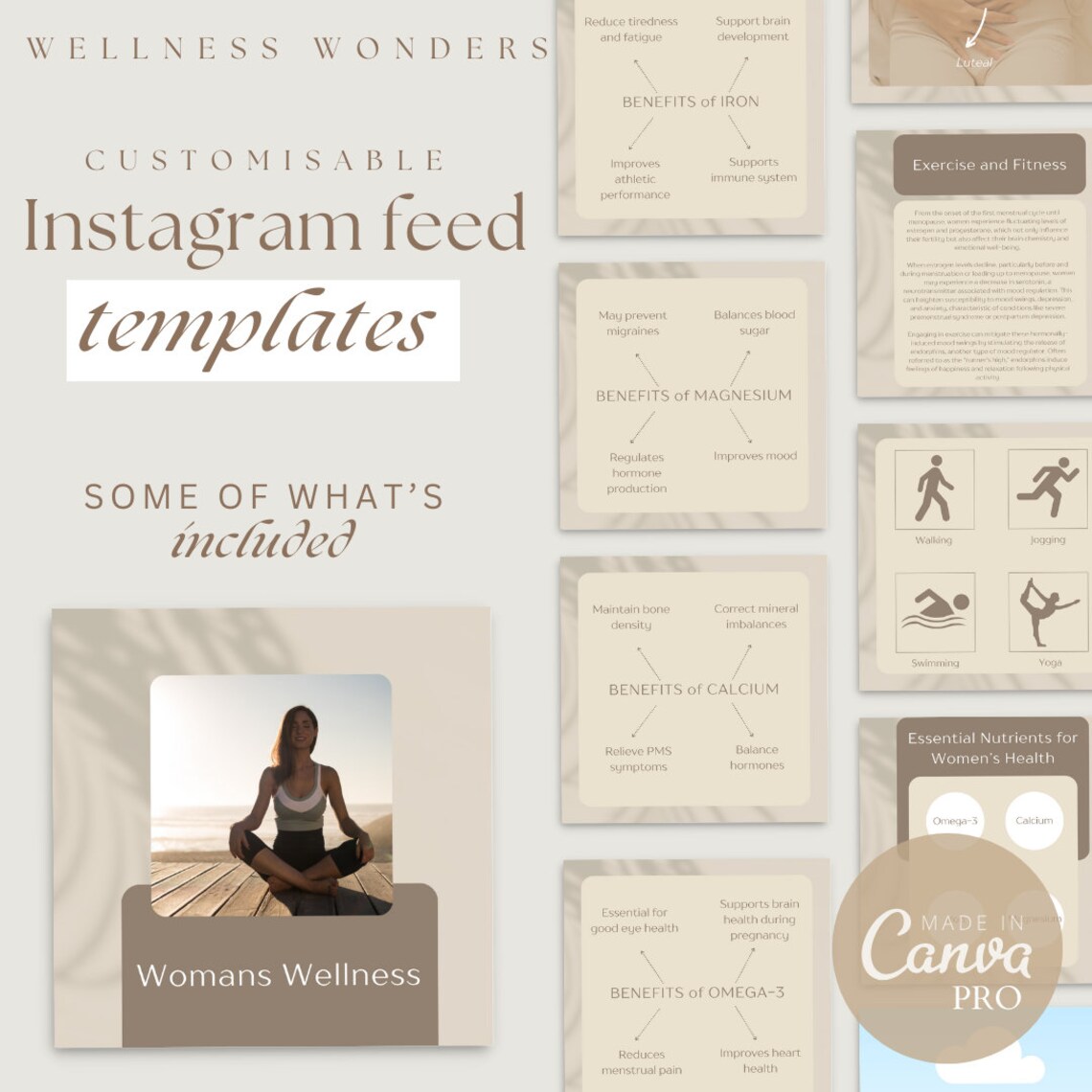 Woman's Health Bundle | Wellness Canva Bundle | Editable Bundle ...